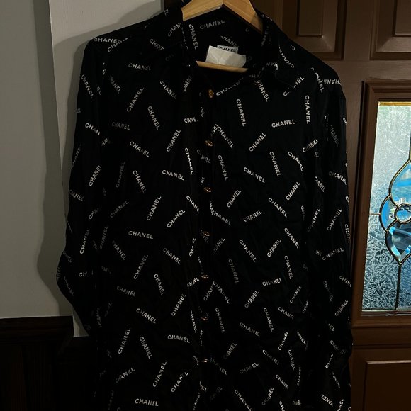 CHANEL | Tops | Womens Silk Button Down Channel Shirt | Poshmark